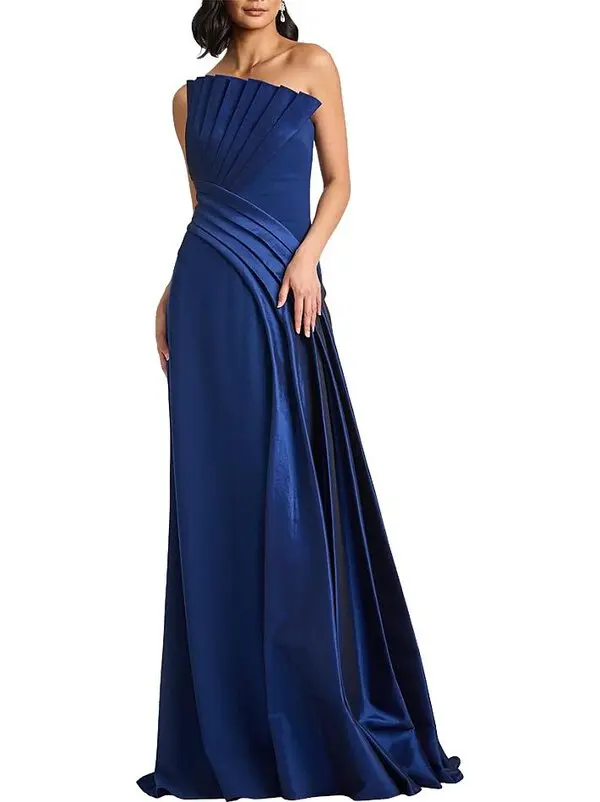 Tadashi Shoji Belair Strapless Draped Gown - Navy