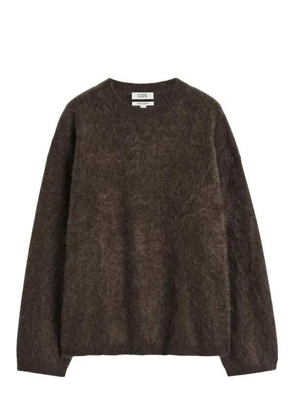 Cos Brushed Pure Cashmere Crew-neck Sweater - Brown