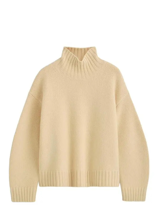 Cos Chunky Pure Cashmere Mock-neck Sweater - Beige