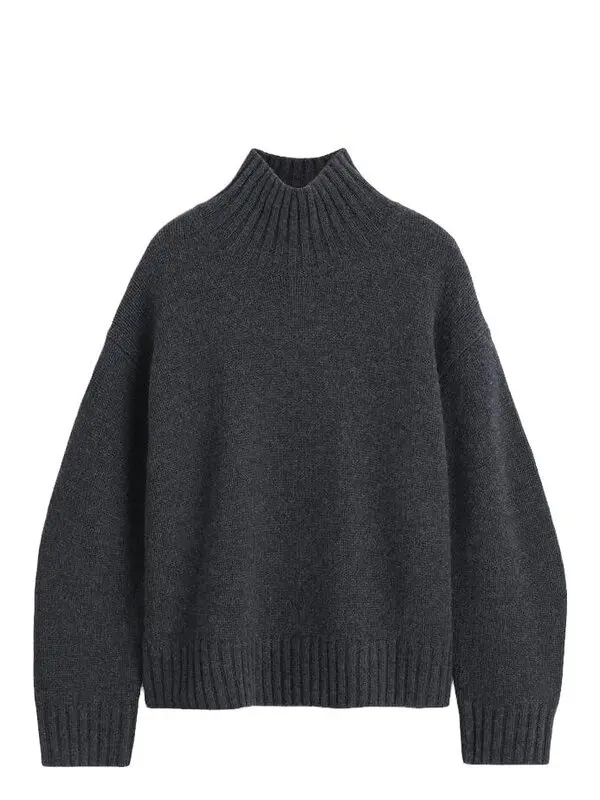 Cos Chunky Pure Cashmere Mock-neck Sweater - Gray