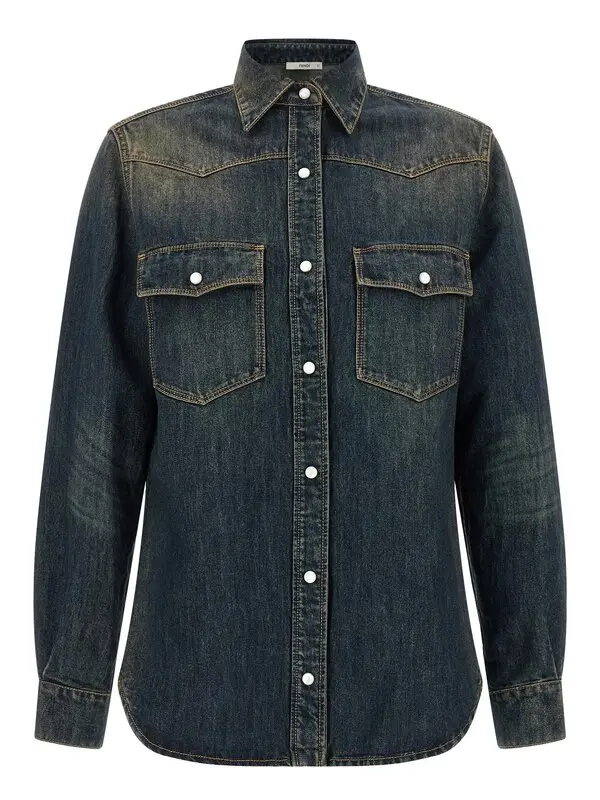 Fendi Western' Denim Shirt - Blue
