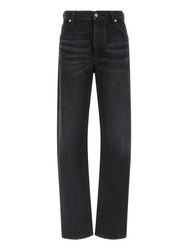 Fendi Yellow Stitching Jeans With Visible Thread - Black