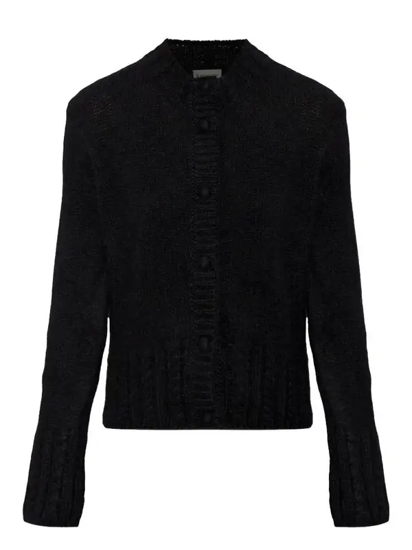 Moncler Cable-knit Logo-patch Cardigan - Black