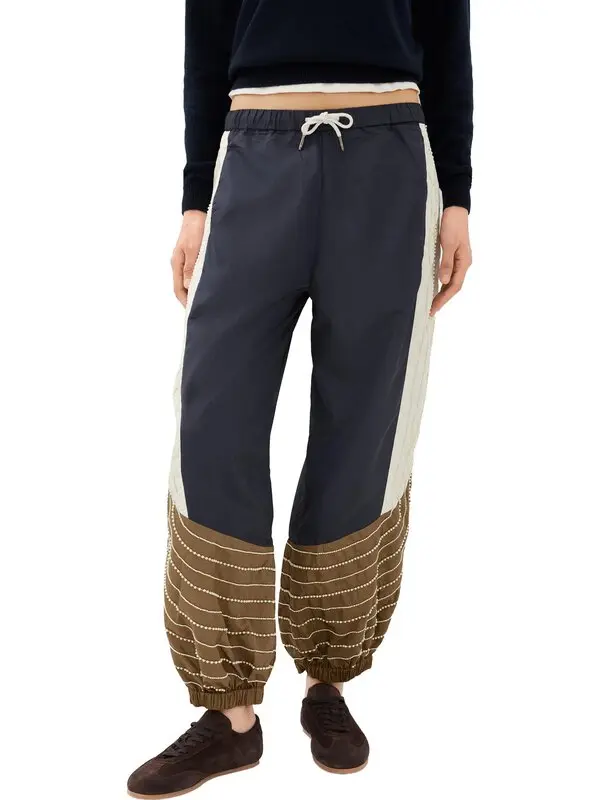 Sea Quinn Embroidered Beaded Joggers - Multi