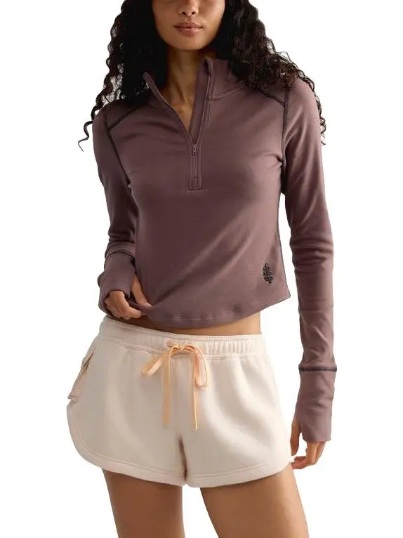 Free People Retro Rider Half Zip Performance Top - Eclipse