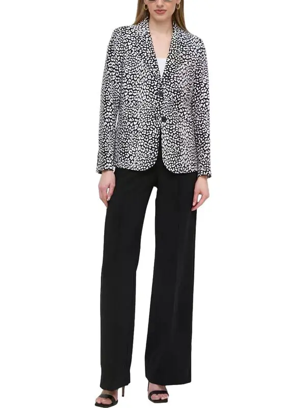 Michael Kors Leopard-print Stretch Crepe Blazer - Black