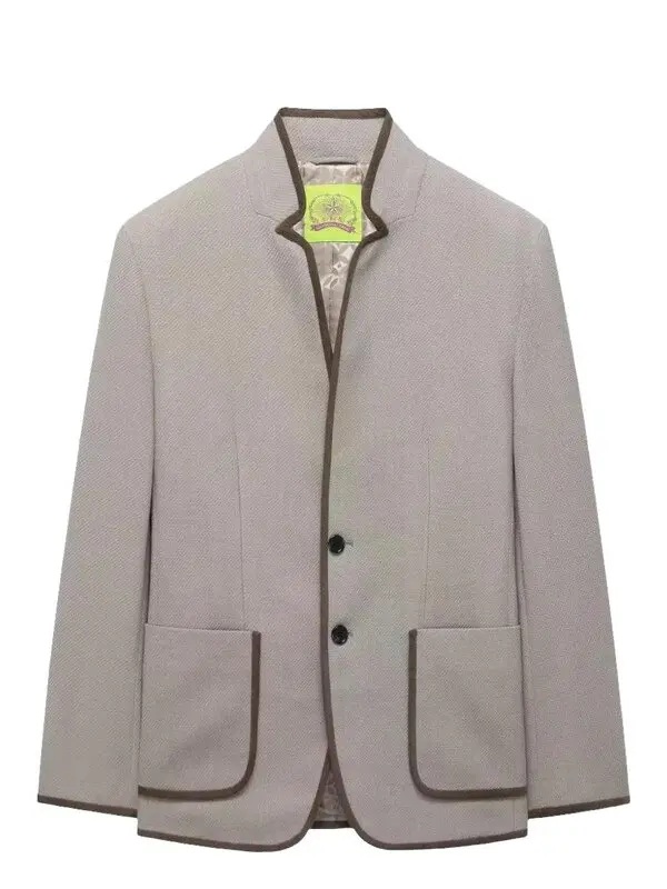 Shanghai Tang Two-button Contrast-trim Blazer - Neutrals
