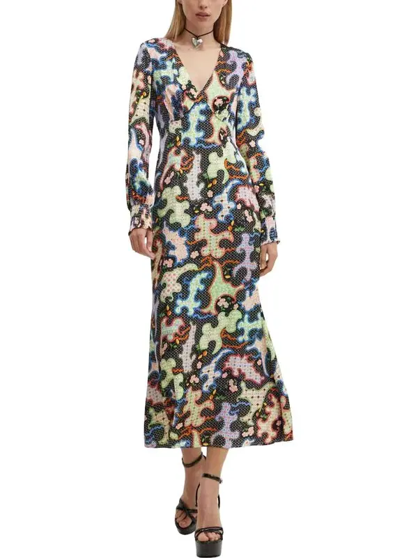 NEVER FULLY DRESSED V-neck Maxi Dress - Multicolour