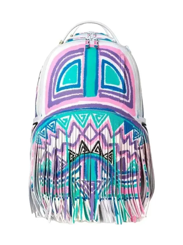 SPRAYGROUND X Sandflower A.i. African Intelligence Motivated Motion Fringed Backpack - Silver