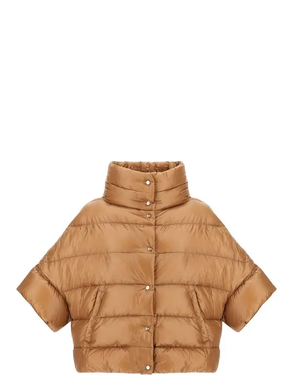 Herno High Collar Quilted Cape - Brown