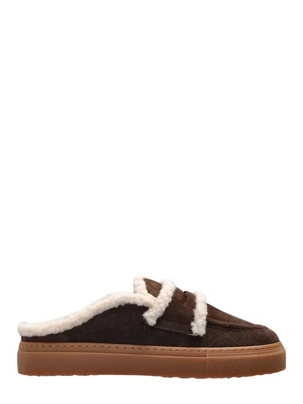 Inuikii Flat Mules With Shearling Trim - Brown