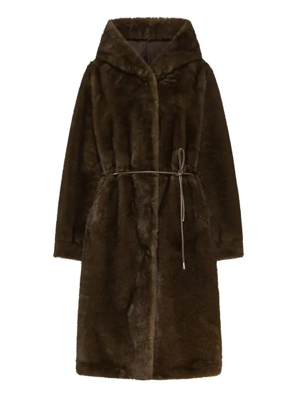 SEVENTY VENEZIA Long Reversible Faux Fur Coat - Brown