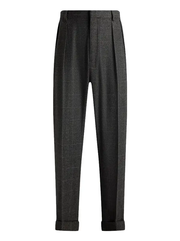 Ralph Lauren Purple Label Glenn Checked Wool-cashmere Trousers - Medium Grey Multi
