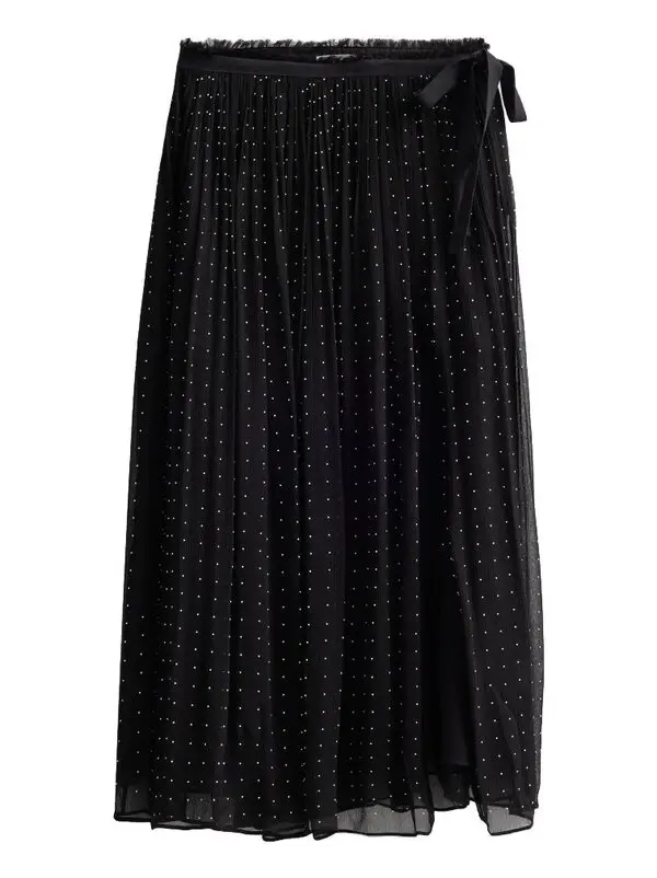 Vince Heat-set Dot Sheer Gathered Skirt - Black