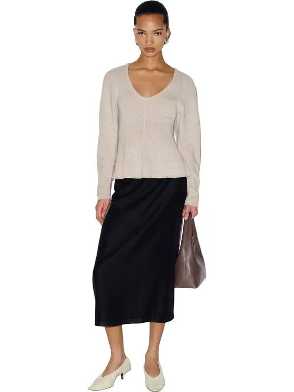 REFORMATION Beth Cashmere Peplum Sweater - Multi
