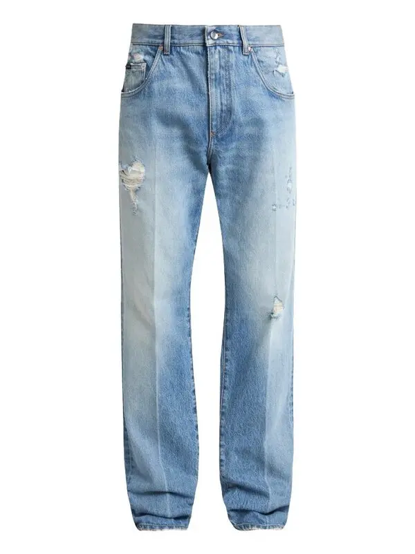 Dolce & Gabbana Orta Distressed Straight-leg Jeans - Light Blue