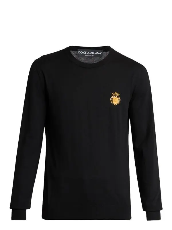 Dolce & Gabbana Round Neck Virgin Wool Sweater - Black