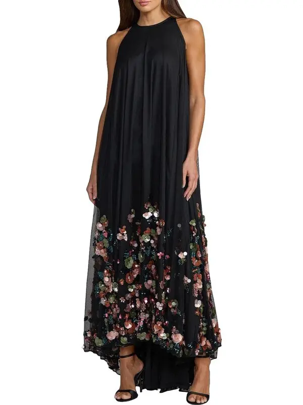 Mac Duggal Sequin Trapeze Sleeveless Gown - Black Multi