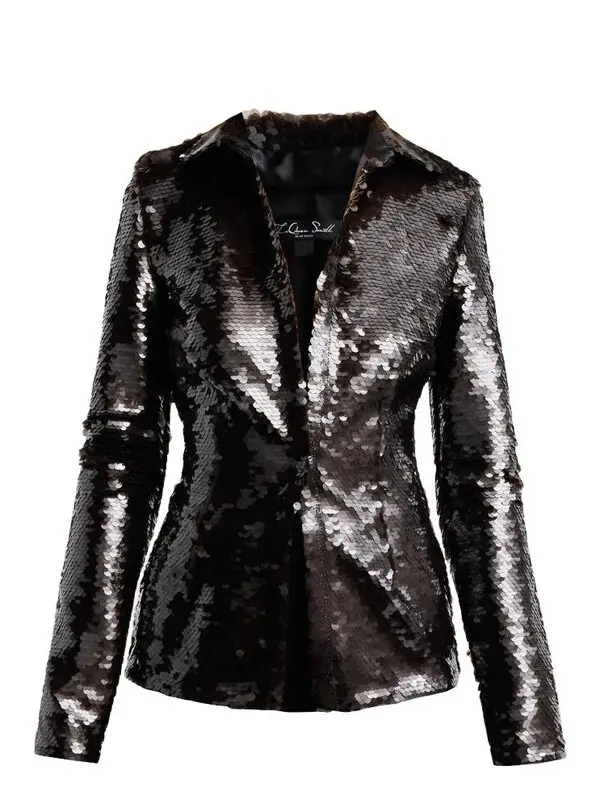 LAQUAN SMITH Sequin Button-up Blouse - Chocolate
