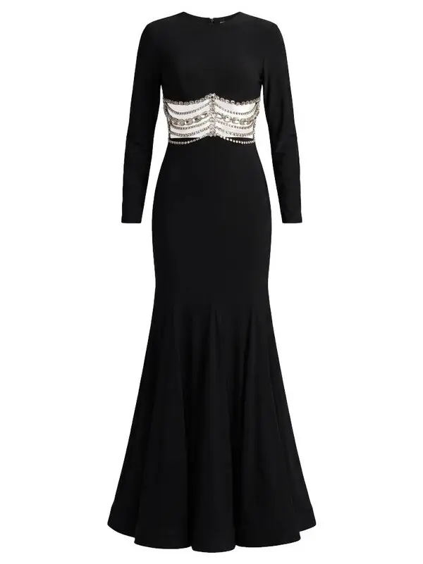 Mac Duggal Crystal-embellished Sheer Jersey Trumpet Gown - Black