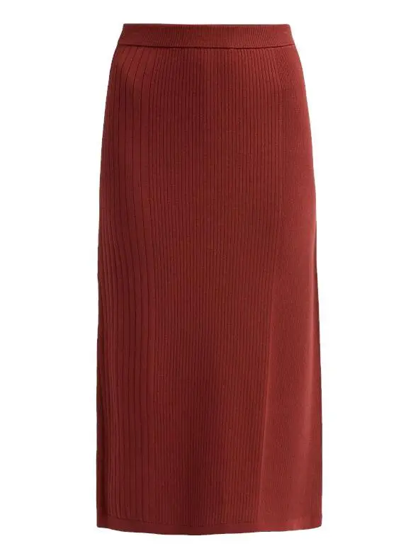 Prabal Gurung Rib Knit Midi Skirt - Rust