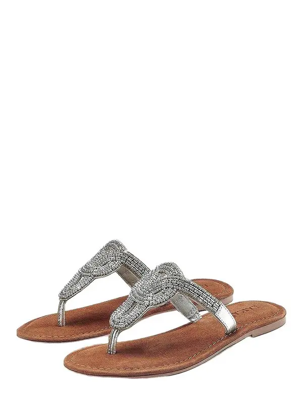 LASCANA Decorative Bead Sandals - Silver