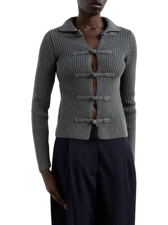 Mango Toggle Rib Cardigan - Grey