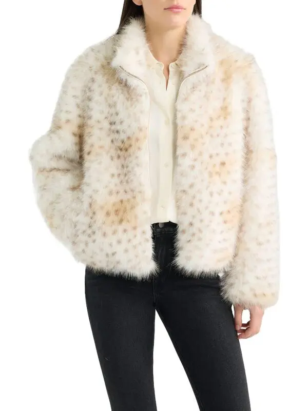 APNY Snow Lynx Faux Fur Jacket - Cloud Dancer