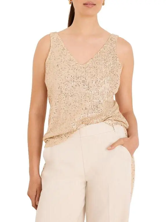NIC+ZOE Sequin Knit Tank - Coconut