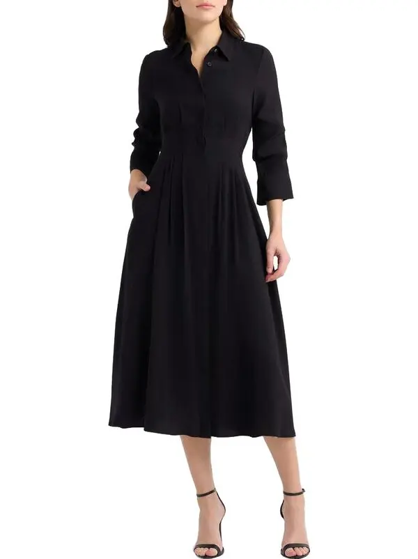 Anne Klein Pleated Sleeve Shirtdress - Anne Black