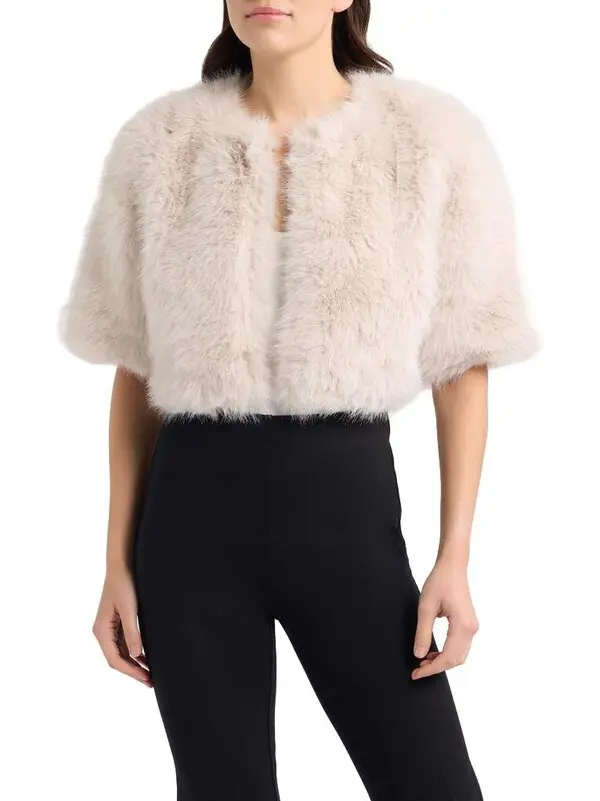 Anne Klein Faux Fur Shrug - Ivory Shell