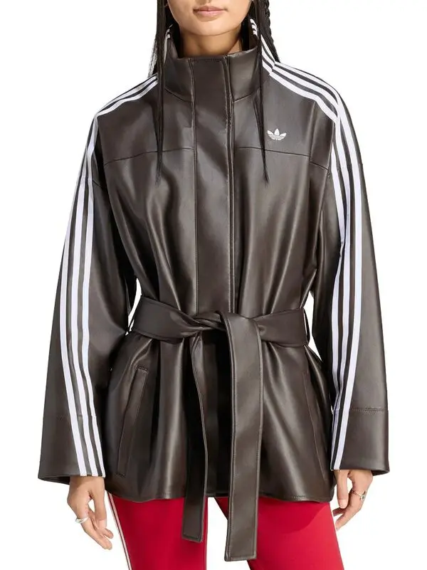 ADIDAS ORIGINALS Faux Leather Belted Jacket - Auroracofee