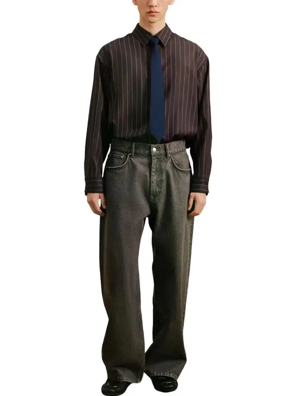 CROQUIS Pinstripe Relaxed-fit Shirt - Brown