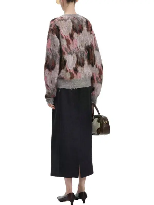 JNBY Floral-print Distressed Cardigan - Grey