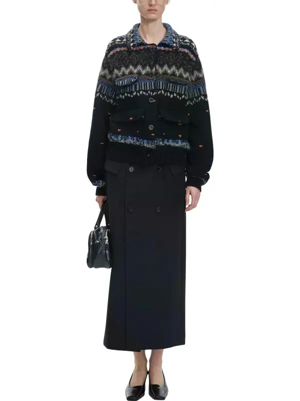 JNBY Jacquard-knit Cropped Cardigan - Black