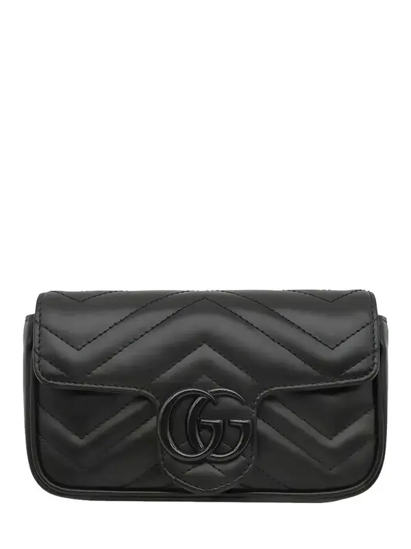 Gucci 2016-2026 Gg Marmont Matelasse Calfskin Monochrome Chain Belt Bag - Black