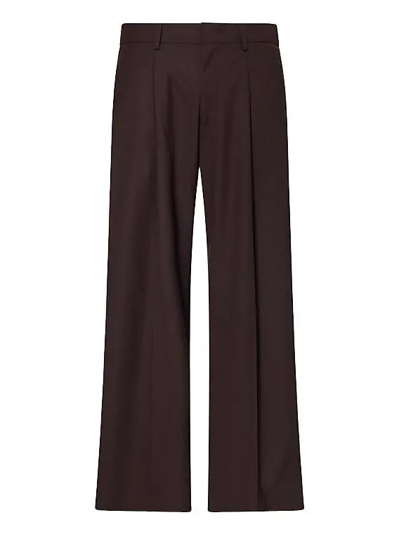 Nn07 Kay Pleated Wool-blend Trousers - Deep Truffle