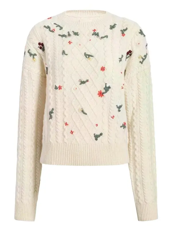 Khaite Elias Embroidery Sweater In Ivory - Neutrals