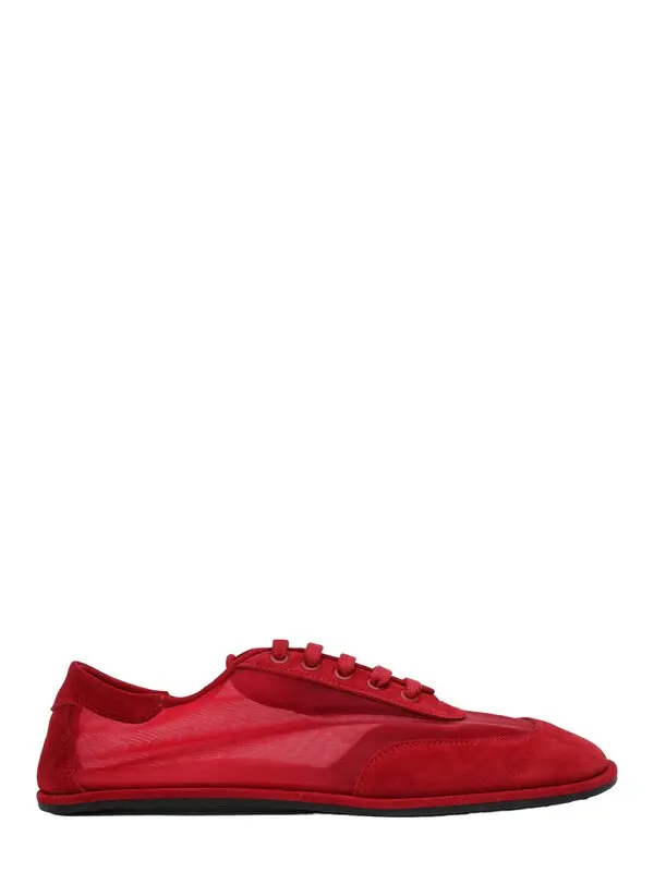 Dear Frances Semi-sheer Mesh & Suede Sneakers - Red