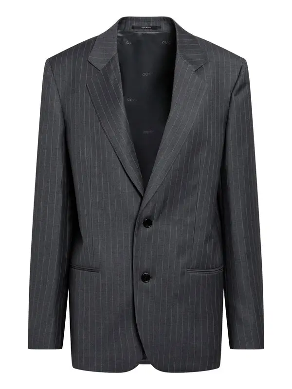 Gucci Pinstripe Wool Jacket - Grey