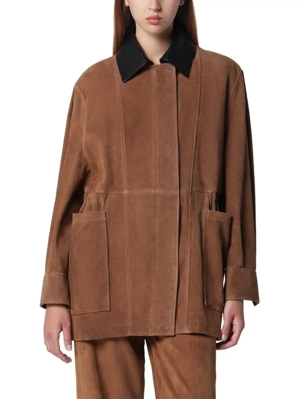 Nour Hammour Grange Suede Leather Jacket - Brown