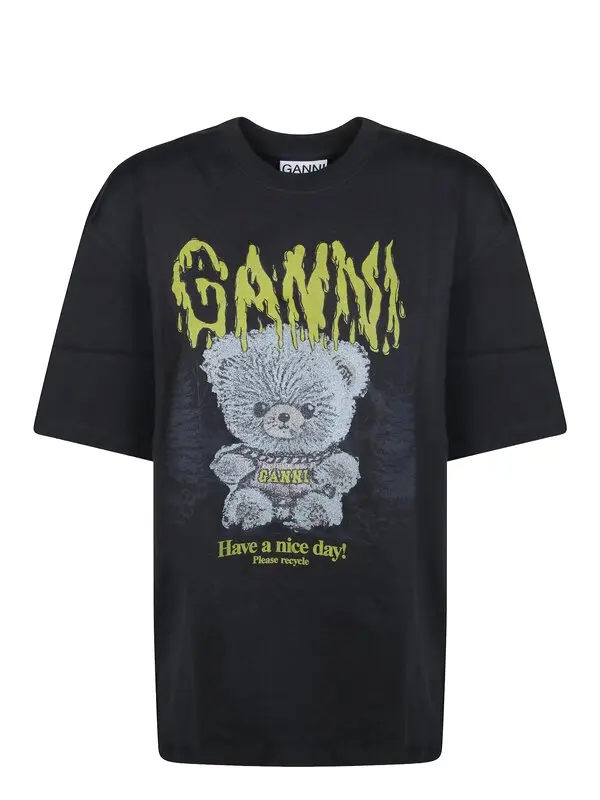 GANNI Heavy Cotton Teddy T-shirt For - Nero