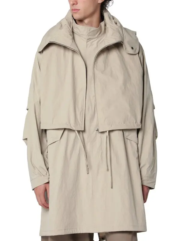 You Must Create Beige Layered Nylon Parka For - Grey