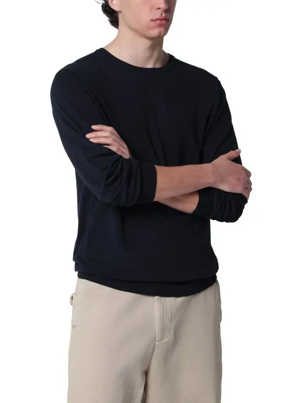ROBERTO COLLINA Mini Crewneck Cotton Sweater - Blue