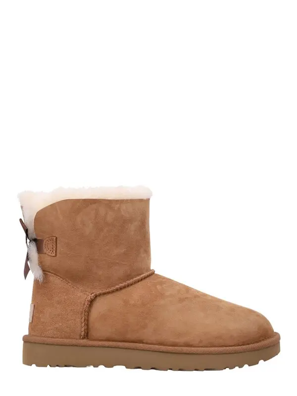 UGG Mini Bailey Bow Ii Suede Boots With Sheepskin Insole - Chesnut