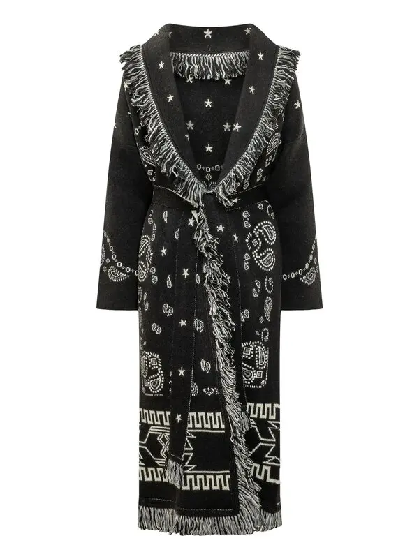 Alanui Long Bandana Jacquard Cardigan - Black