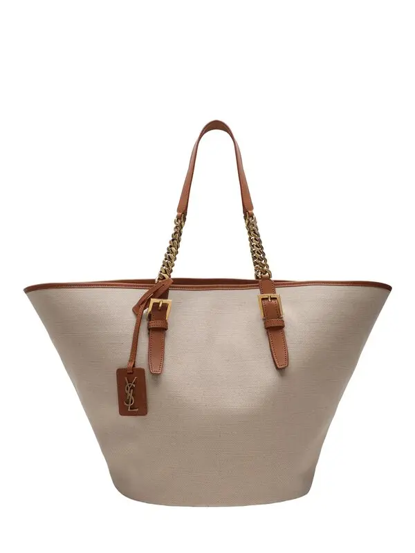 Saint Laurent Desert Canvas & Leather Shoulder Bag - Brown