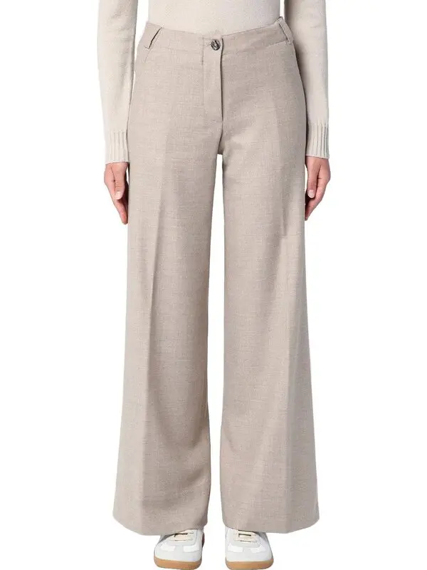 QL2 QUELLEDUE Quilted Texture Wool Trousers For - Grey