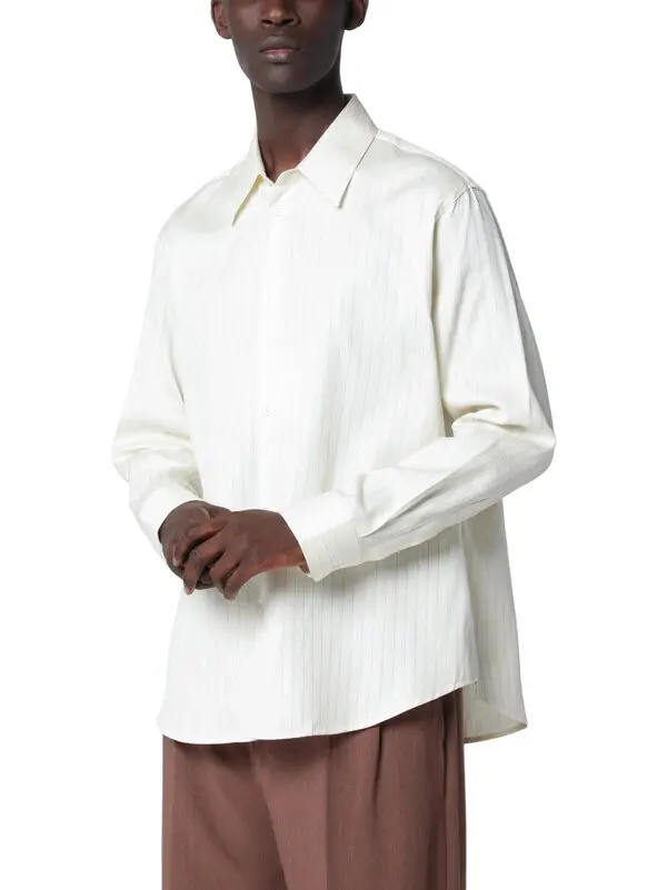 Studio Nicholson Pinstripe Cotton-silk Shirt - Blue