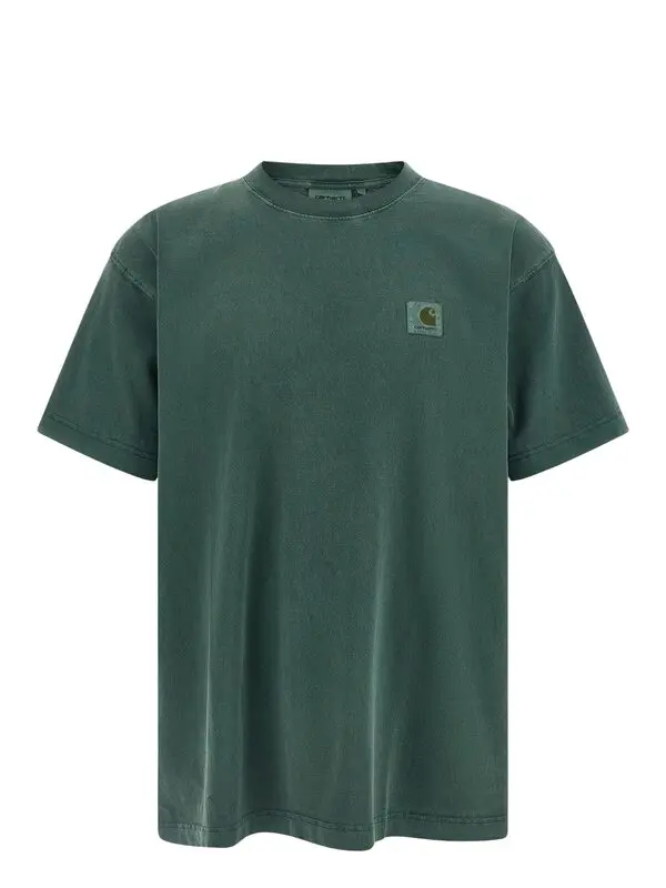 Carhartt Work In Progress Two-tone American Logo Embroidered Cotton Crew Neck T-shirt - Multicolor